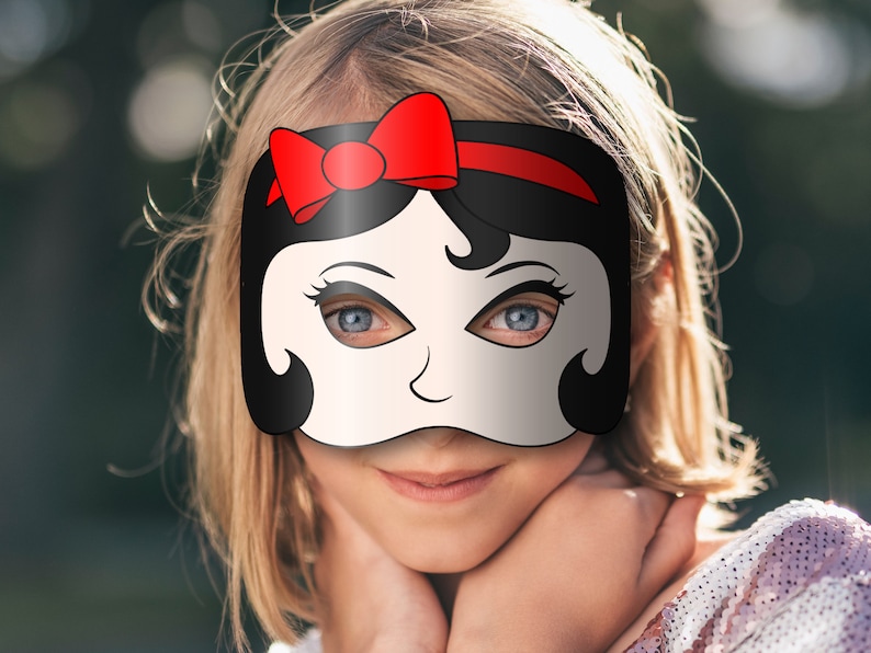 Snow White Mask Printable, Paper DIY for Kids and Adults. PDF Template ...