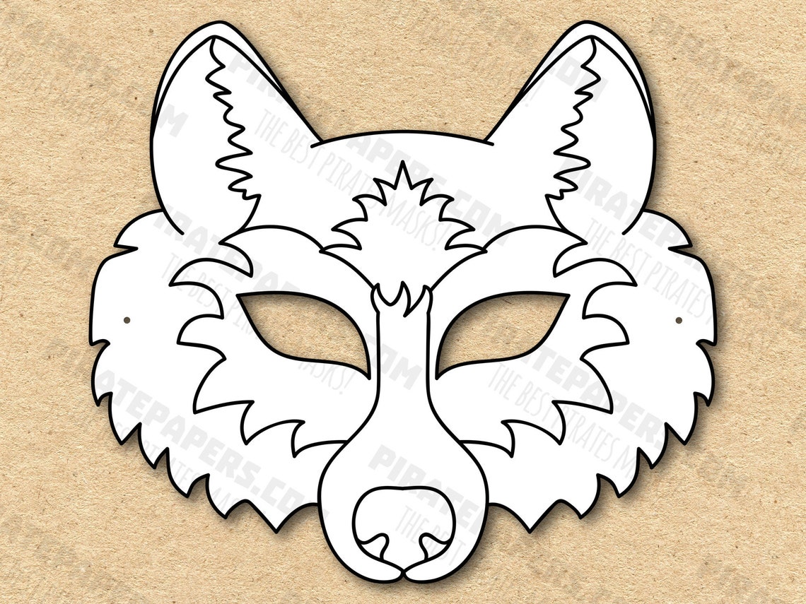 Woodland Forest Animals Masks Printable Coloring, Wolf, Fox, Bear ...