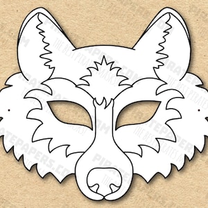 Woodland Forest Animals Masks Printable Coloring, Wolf, Fox, Bear ...