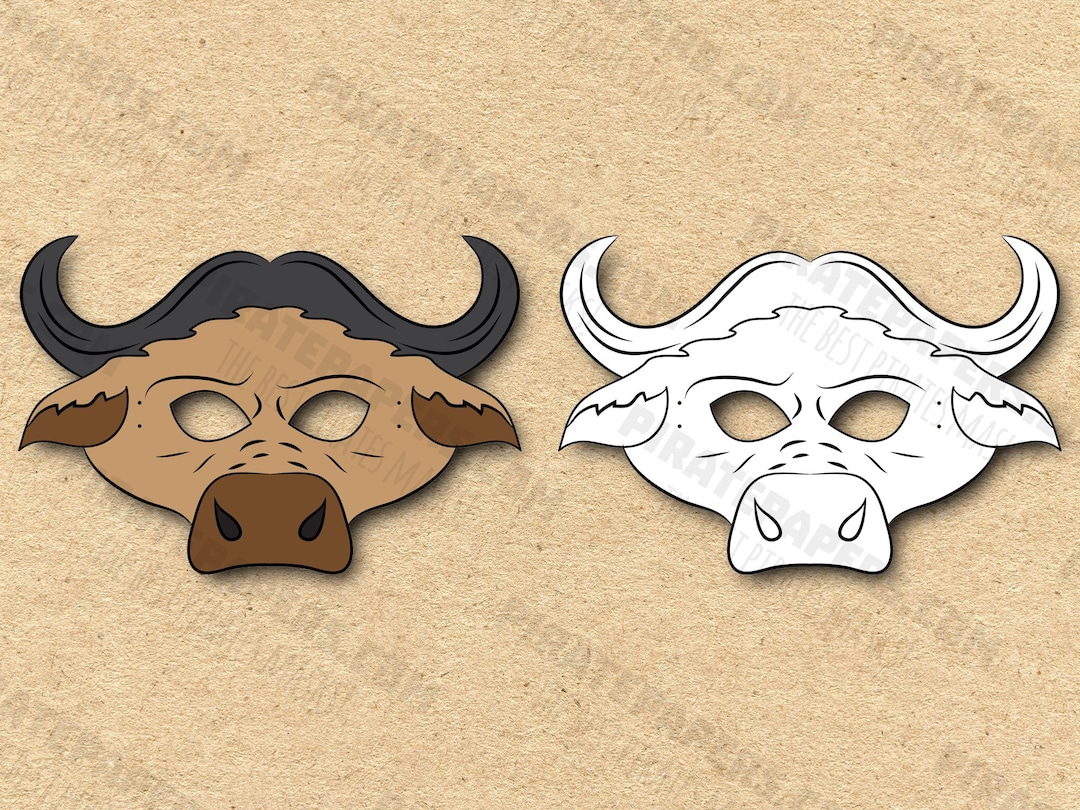 Buffalo Masks Printable Color + Coloring, Paper DIY for Kids and Adults ...