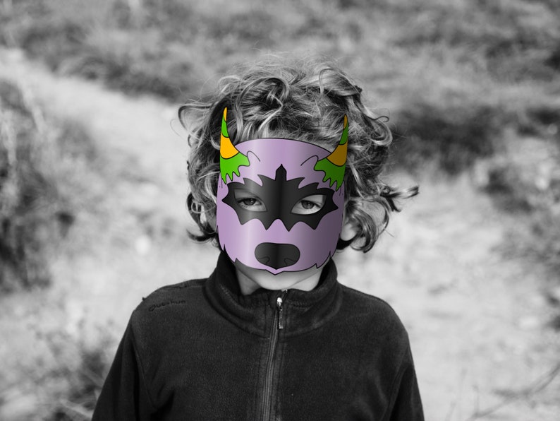 Monster 7 Masks Printable Color Coloring Paper DIY for - Etsy