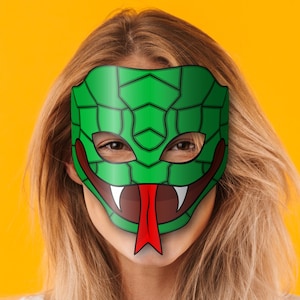 Snake Mask Printable, Paper DIY for Kids and Adults. PDF Template ...