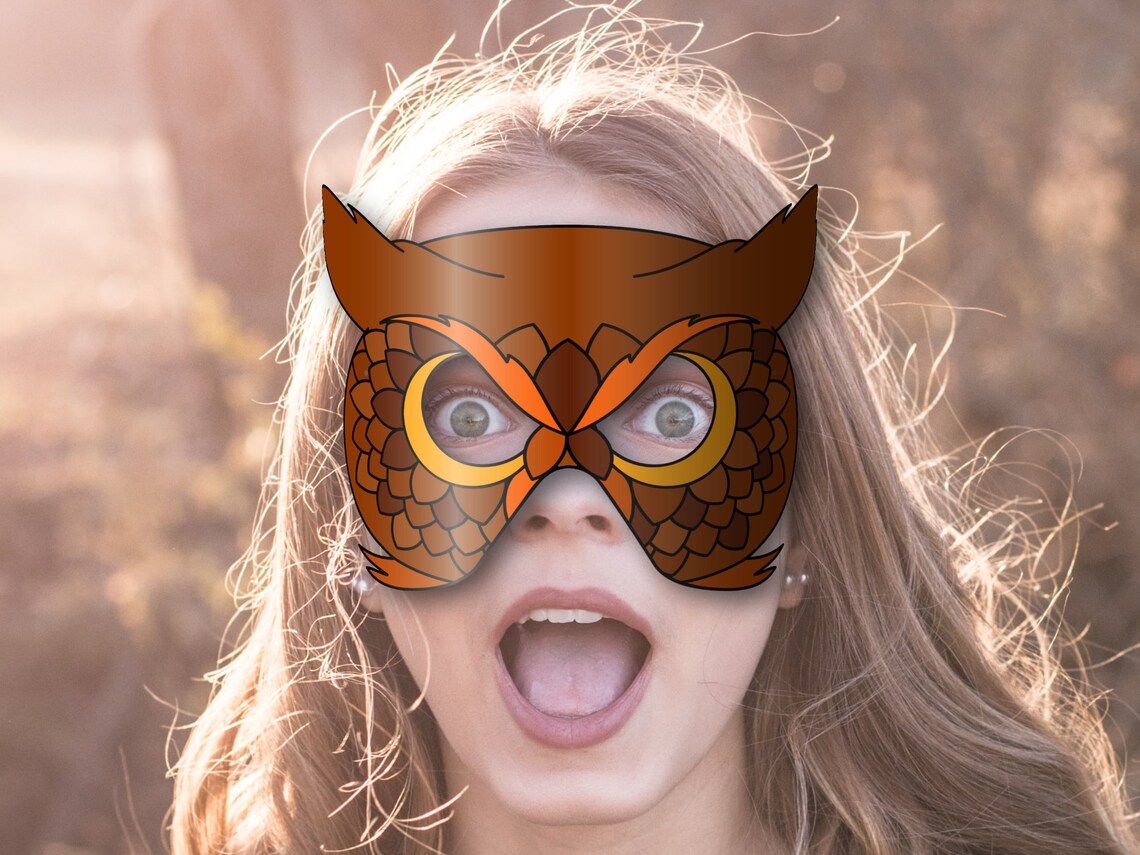 Owl Mask Printable, Paper DIY for Kids and Adults. PDF Template ...