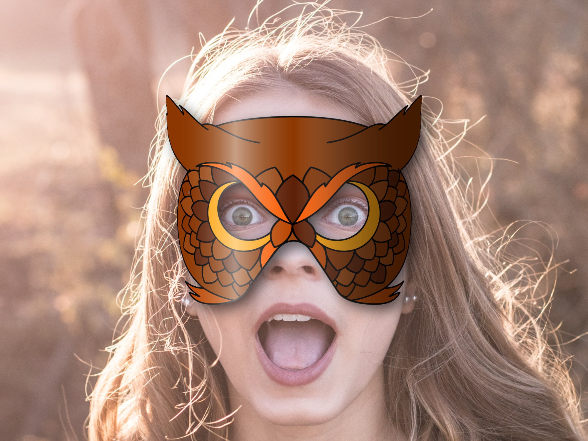 Owl Mask Printable, Paper DIY for Kids and Adults. PDF Template ...