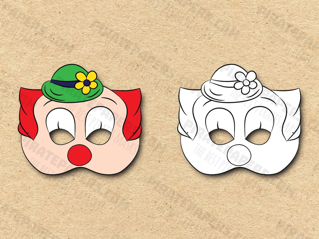 Сircus Clown Masks Color + Coloring Printable, Paper DIY for Kids and ...