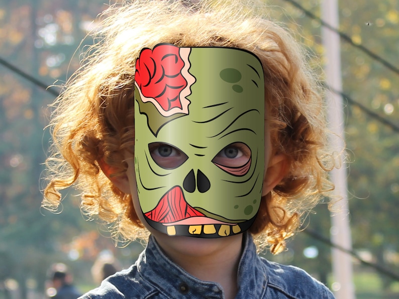 Zombie Mask Printable, Paper DIY for Kids and Adults. PDF Template ...