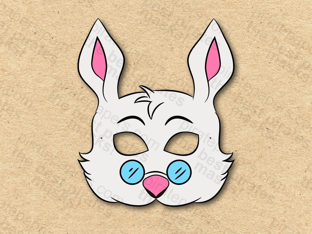 White Rabbit Mask Printable alice in Wonderland Paper DIY - Etsy