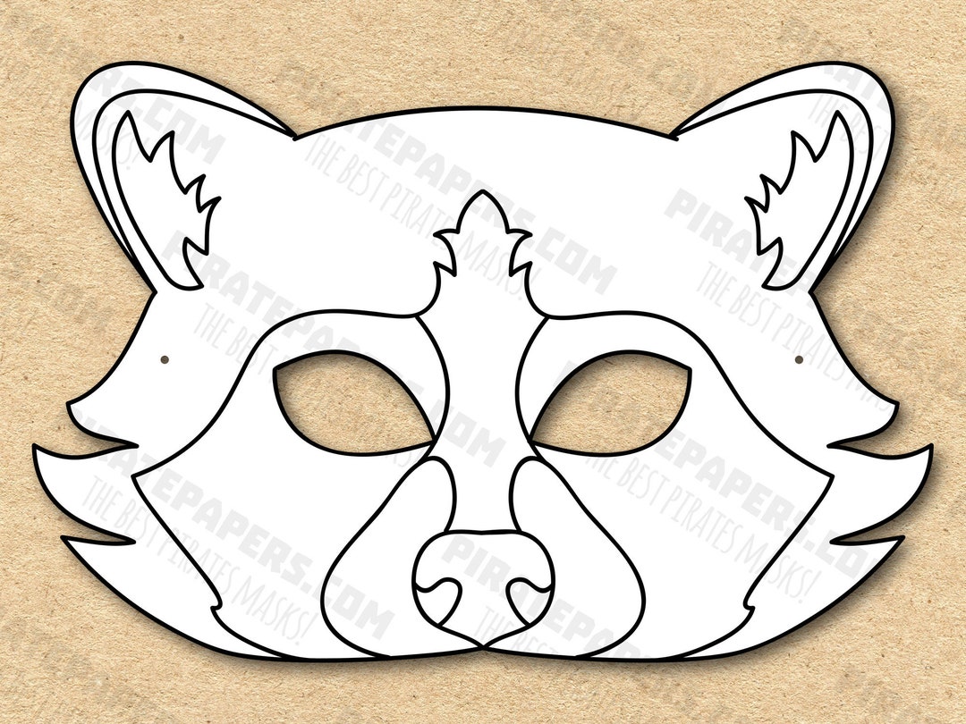 Raccoon Mask Printable Coloring, Paper DIY for Kids and Adults. PDF ...