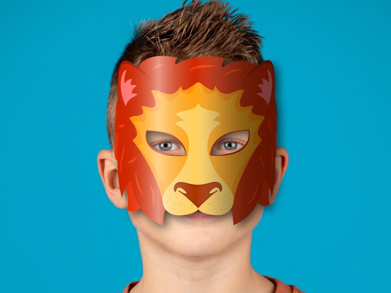 Lion Mask Printable, Paper DIY for Kids and Adults. PDF Template ...