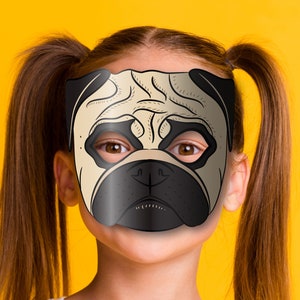 Pug Mask Printable, Paper DIY for Kids and Adults. PDF Template ...