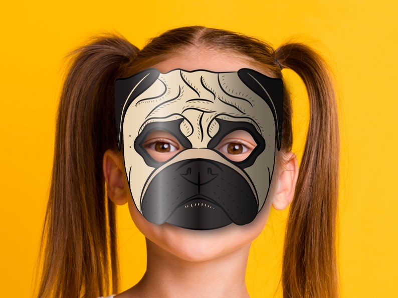 Pug Mask Printable, Paper DIY for Kids and Adults. PDF Template ...