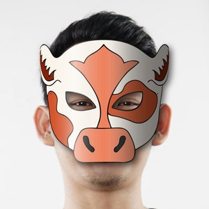 Cow Mask Printable, Paper DIY for Kids and Adults. PDF Template ...
