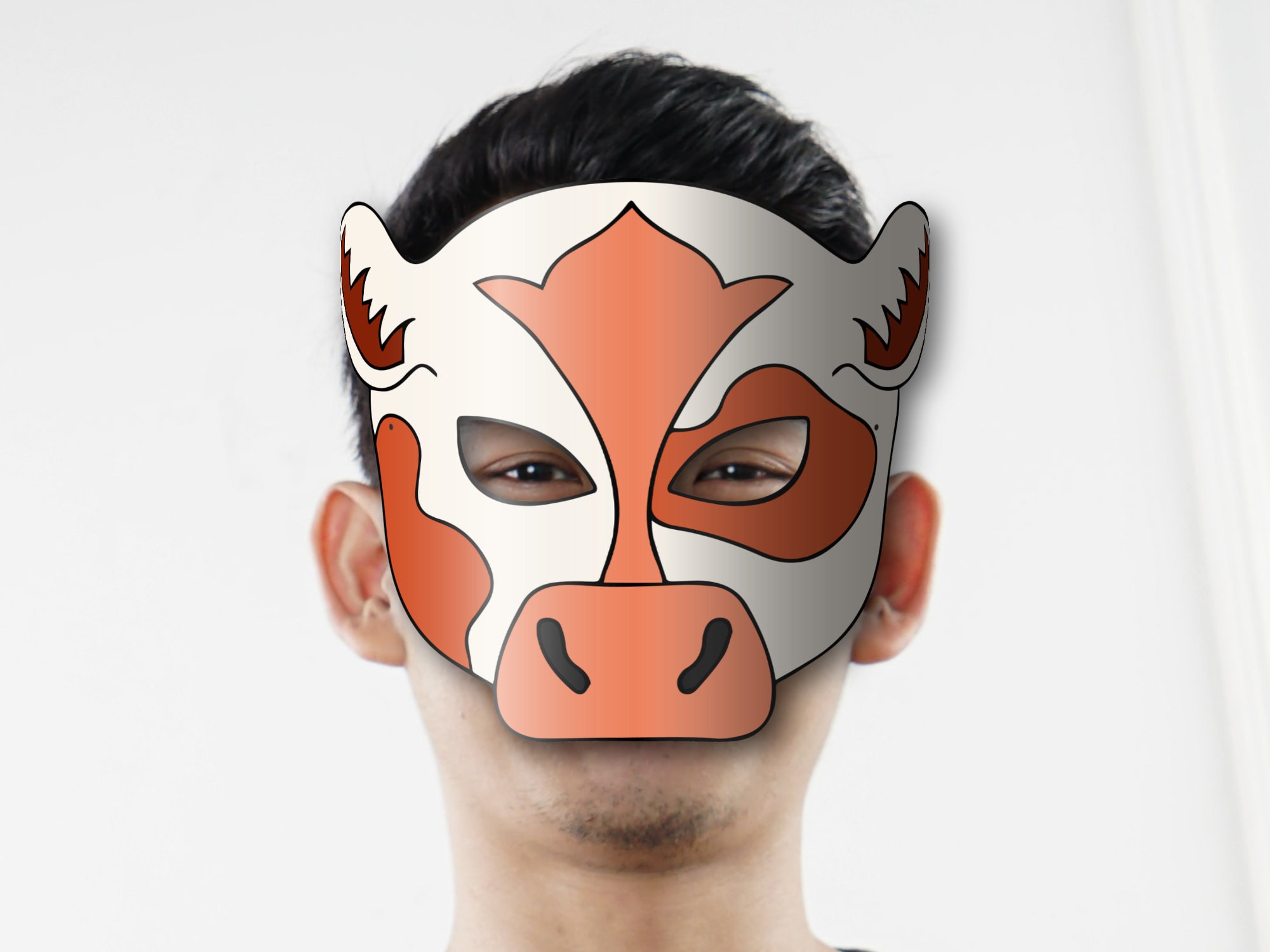 Cow Mask Printable, Paper DIY for Kids and Adults. PDF Template ...