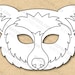 Bear Mask Printable Coloring, Paper DIY for Kids and Adults. PDF ...