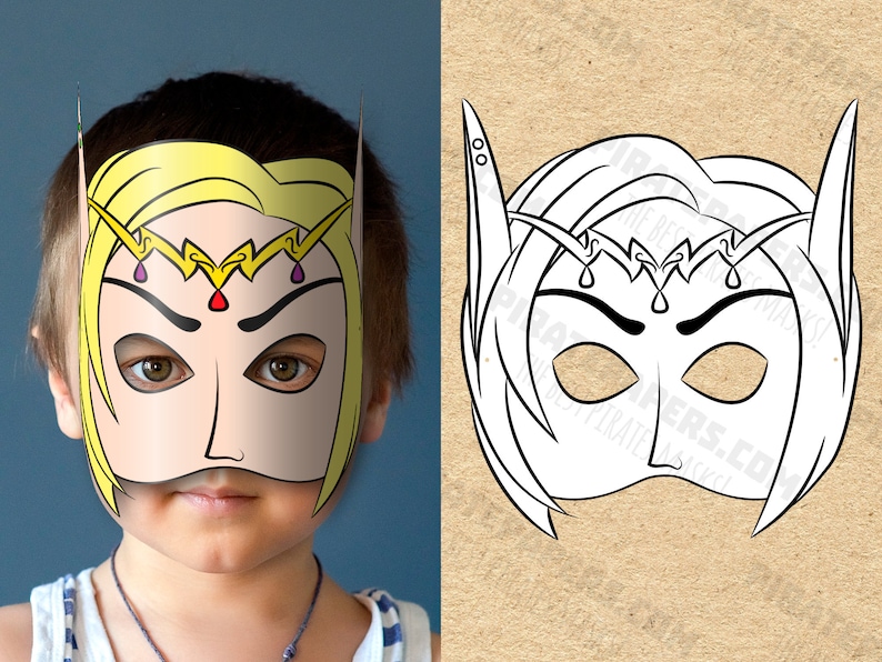 Elf Masks Printable Color Coloring Paper DIY for Kids and - Etsy