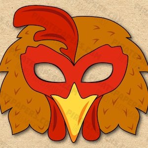 Rooster Mask Printable, Сoock, Сhicken, Paper DIY for Kids and Adults ...