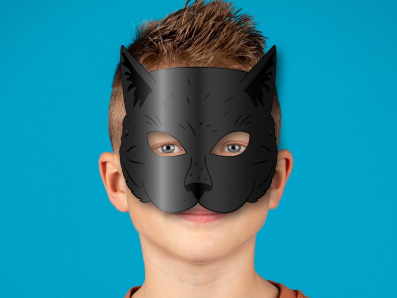 Cat Mask Printable, Paper DIY for Kids and Adults. PDF Template ...