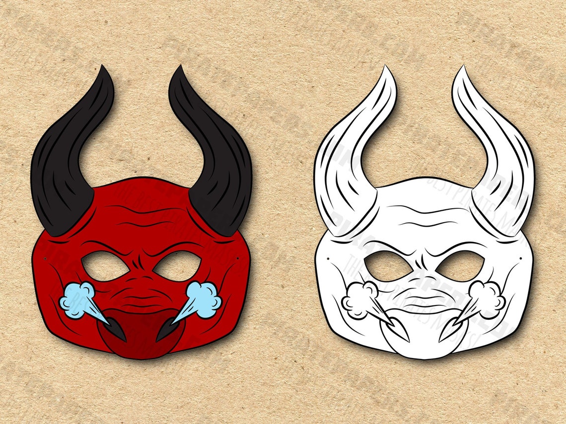 Minotaur Masks Printable Color Coloring, Paper DIY for Kids and Adults ...