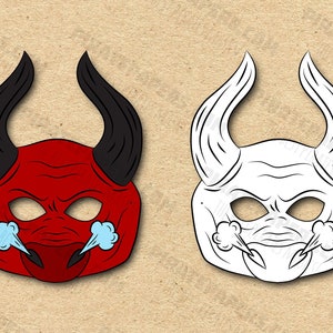 Minotaur Masks Printable Color + Coloring, Paper DIY for Kids and ...