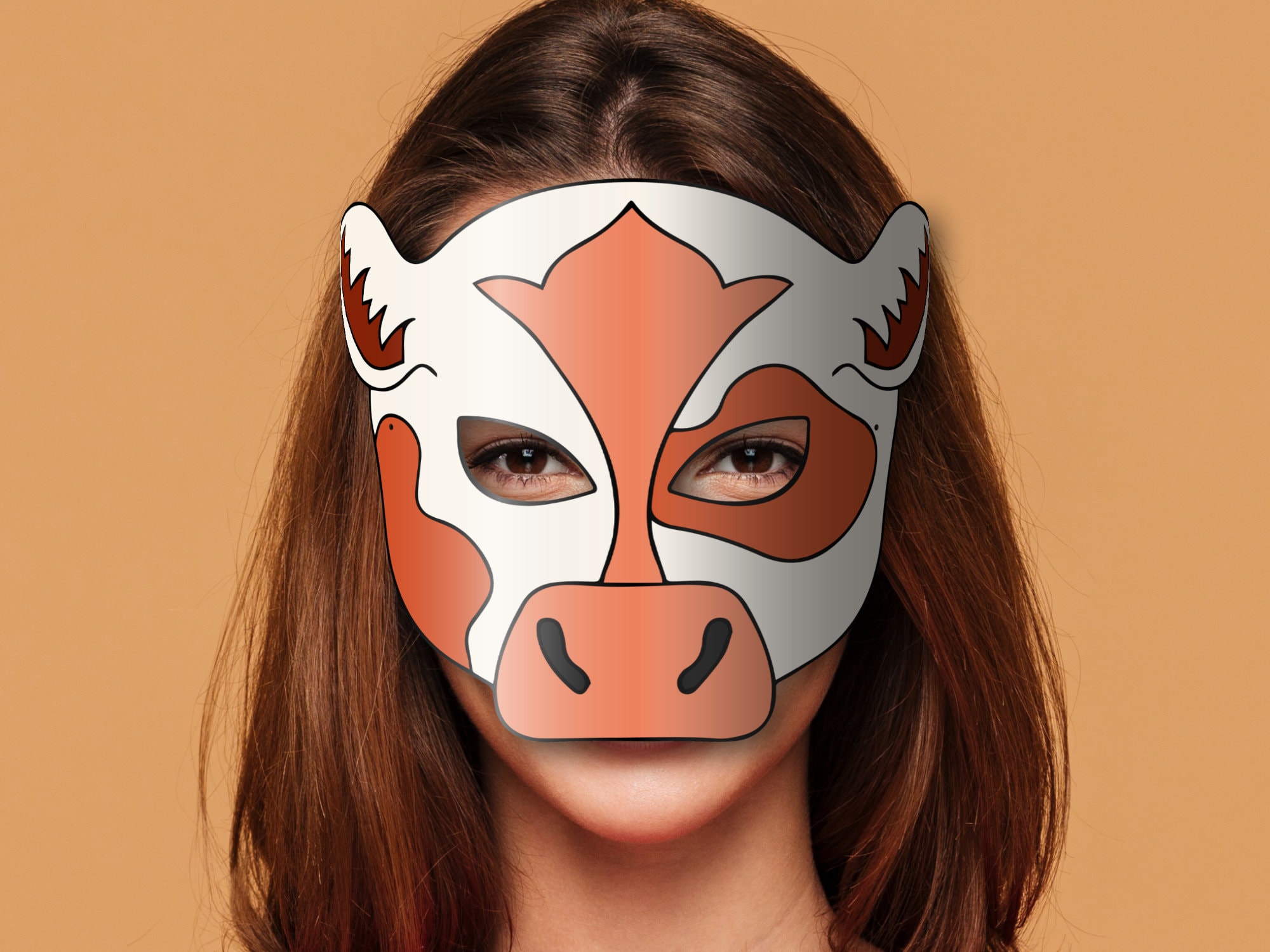 Cow Mask Printable, Paper DIY for Kids and Adults. PDF Template ...