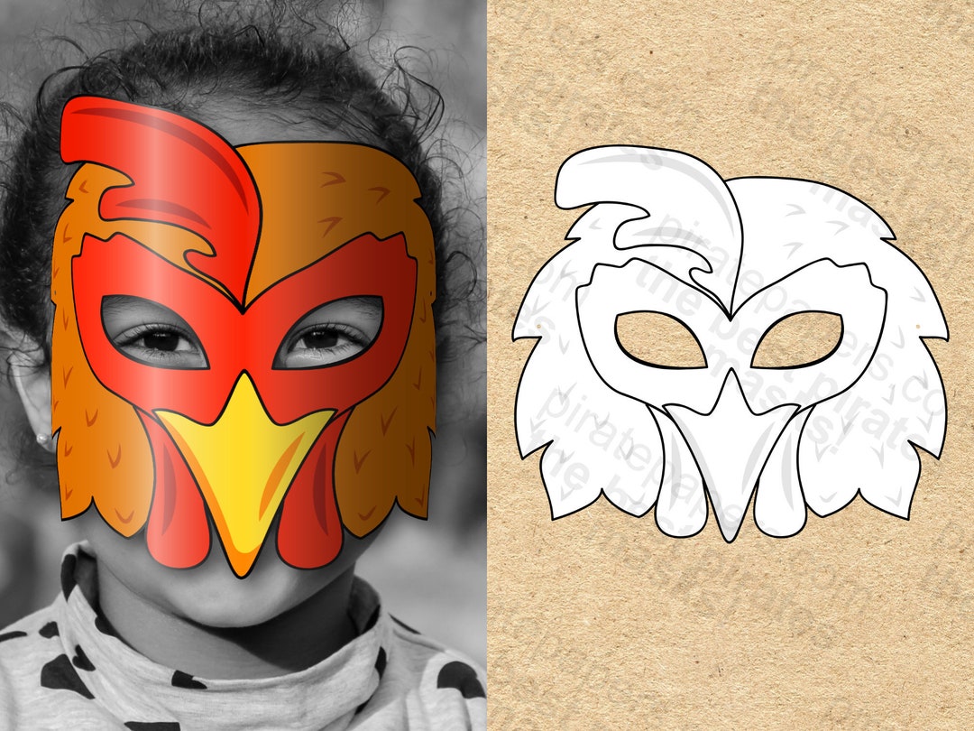 Rooster Masks Printable Color Coloring Сoock Сhicken - Etsy
