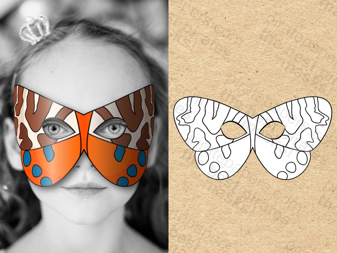 Butterfly Masks Printable Color Coloring Garden Tiger Paper - Etsy
