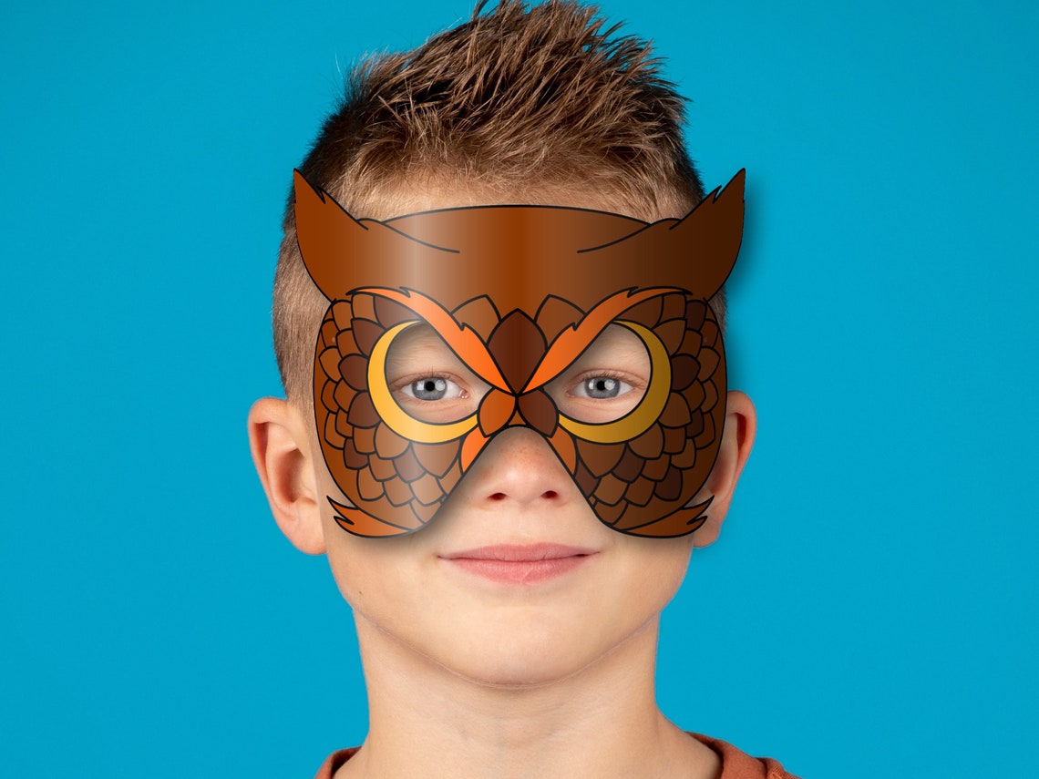 Owl Mask Printable, Paper DIY for Kids and Adults. PDF Template ...