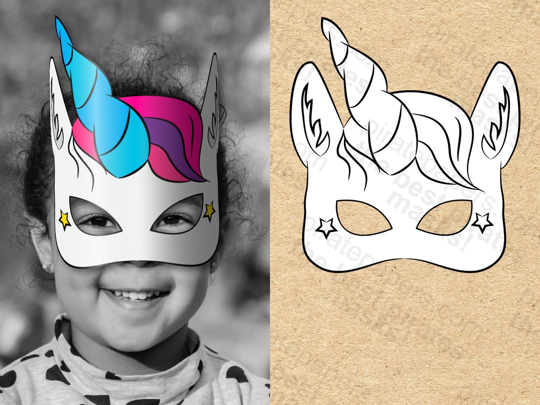 Unicorn Masks Printable Color Coloring Paper DIY for Kids - Etsy