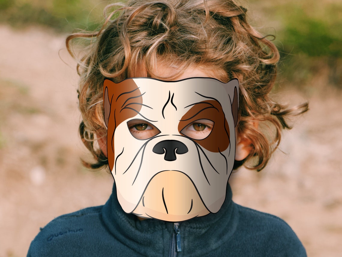 Dog Bulldog Mask Printable Breed, Paper DIY for Kids and Adults. PDF ...
