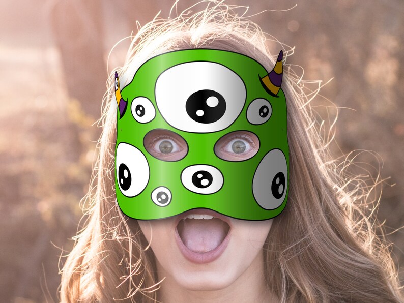 Monster 6 Mask Printable, Paper DIY for Kids and Adults. PDF Template ...