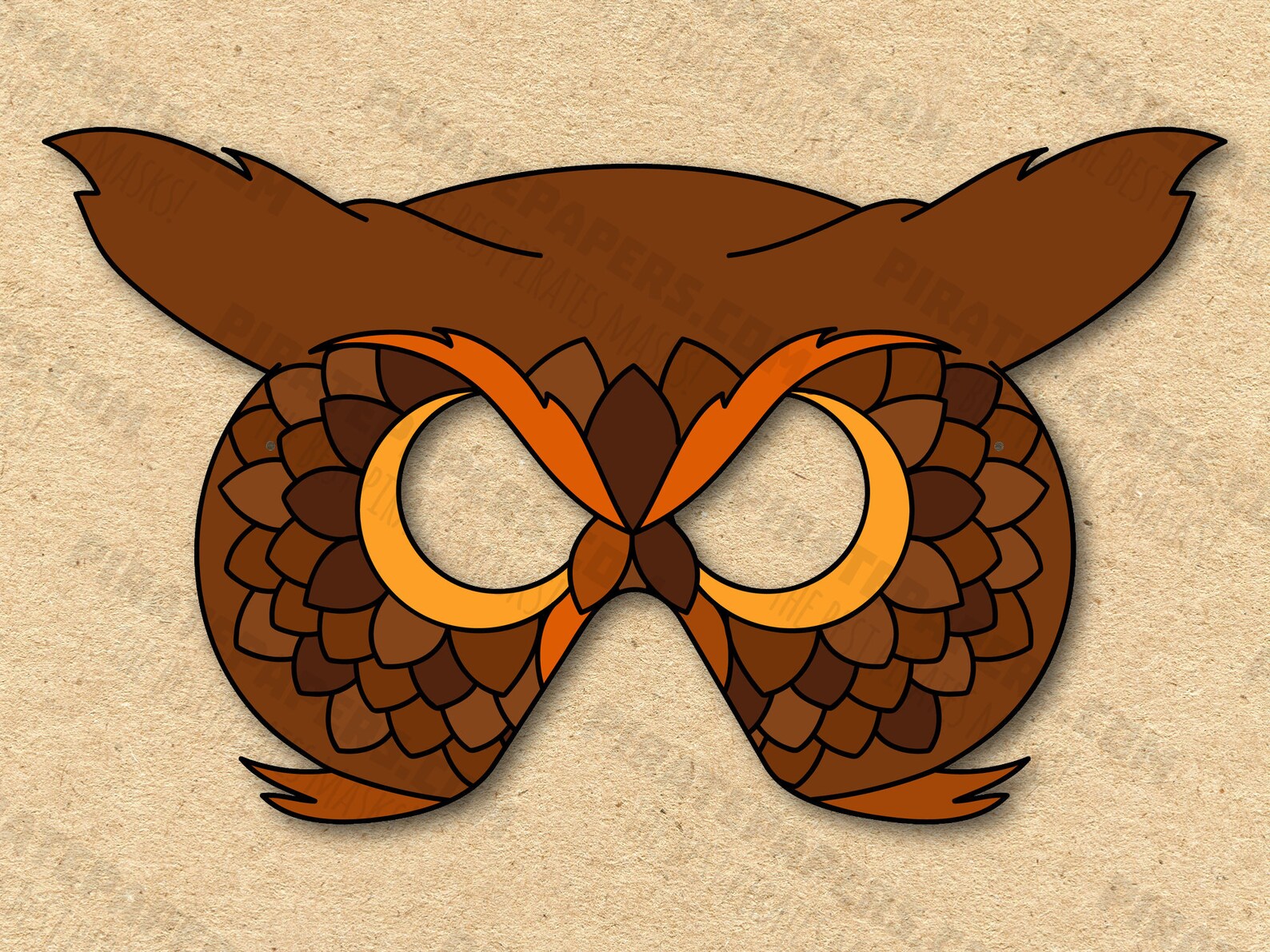 Owl Mask Printable, Paper DIY for Kids and Adults. PDF Template ...