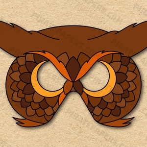 Owl Mask Printable, Paper DIY for Kids and Adults. PDF Template ...