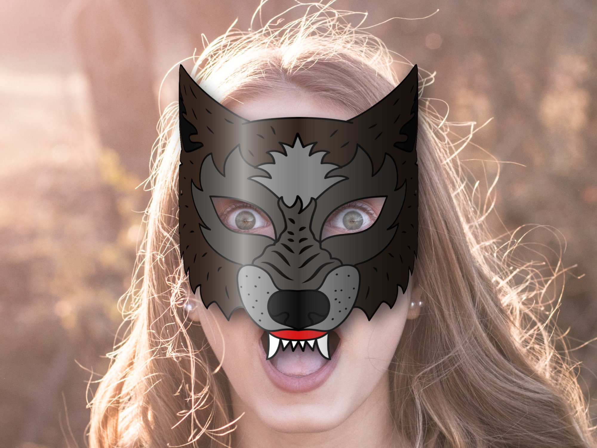 Big Bad Wolf Mask Printable, Paper DIY for Kids and Adults. PDF ...