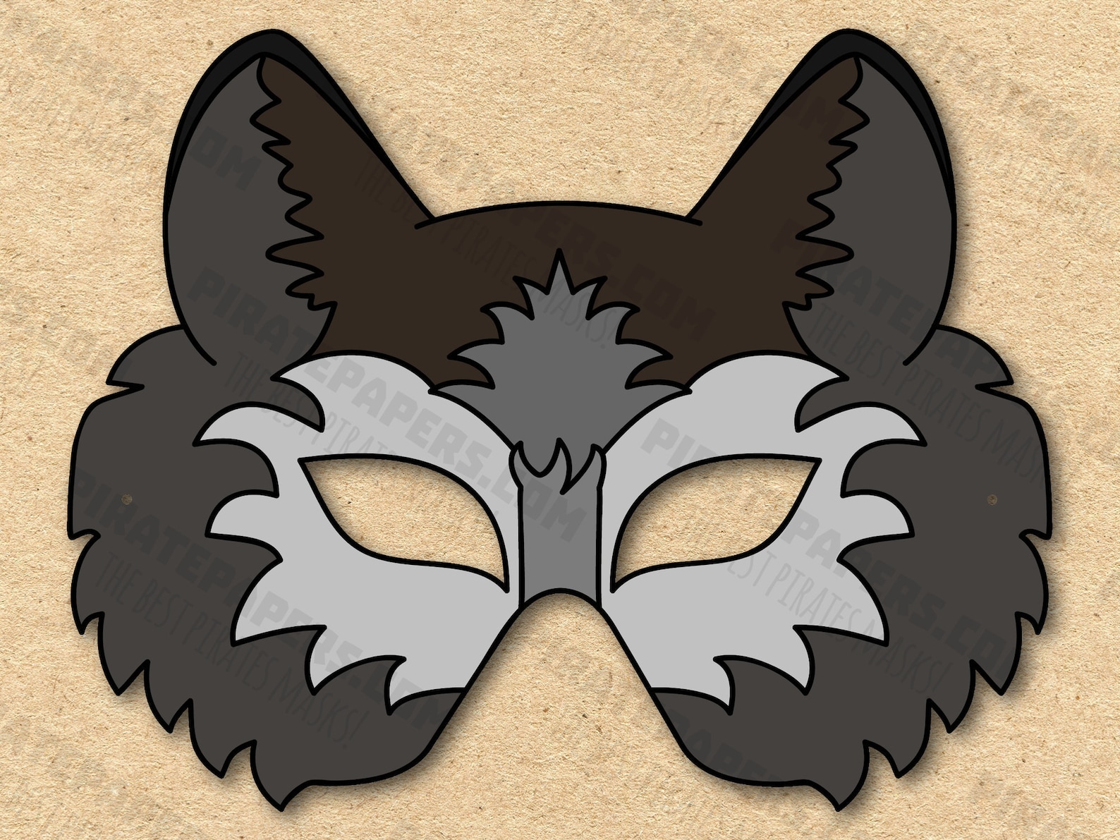 Wolf Mask Printable, Paper DIY for Kids and Adults. PDF Template ...