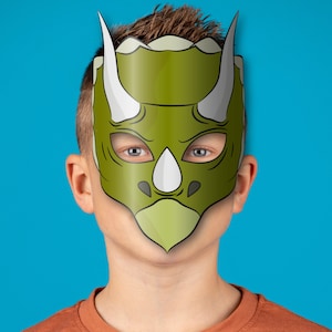 Dinosaur Triceratops Mask Printable, Paper DIY for Kids and Adults. PDF ...
