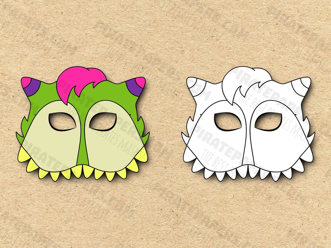 Monster #2 Masks Printable Color + Coloring, Paper DIY for Kids and ...