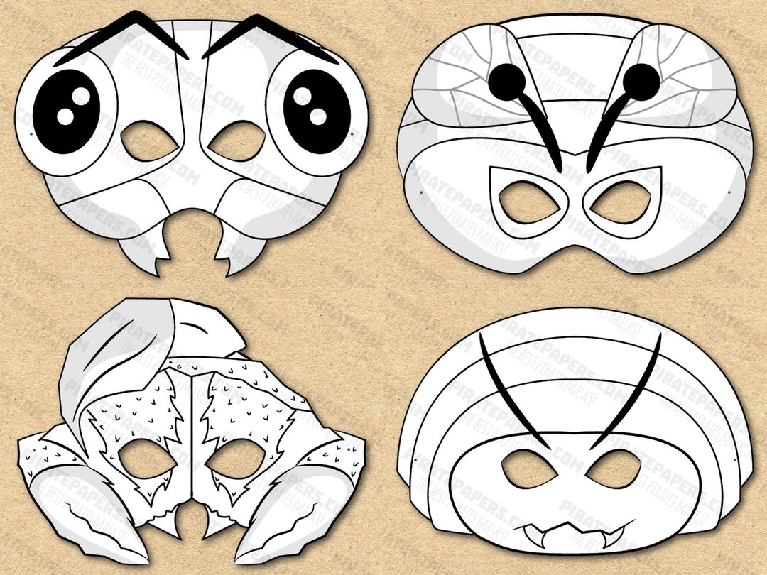 Bugs and Insects 3 Masks Printable Coloring, Scorpion, Cockroach, Ant ...
