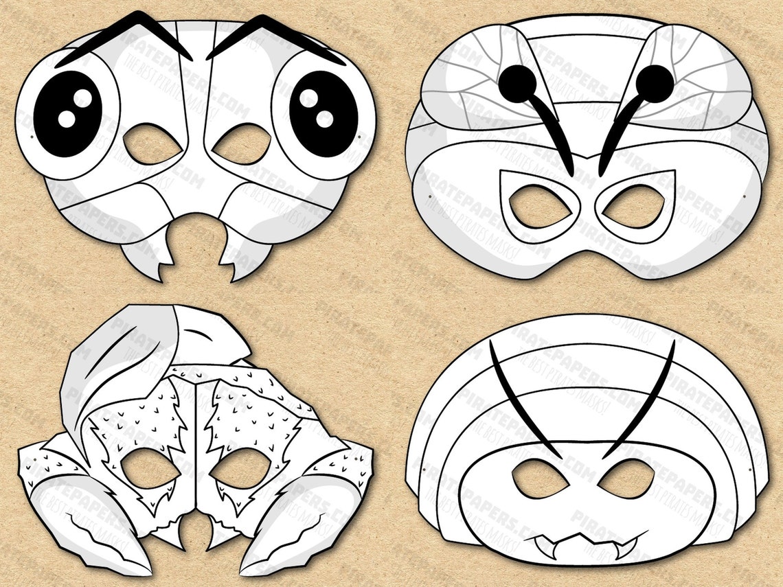 Bugs and Insects 3 Masks Printable Coloring, Scorpion, Cockroach, Ant ...