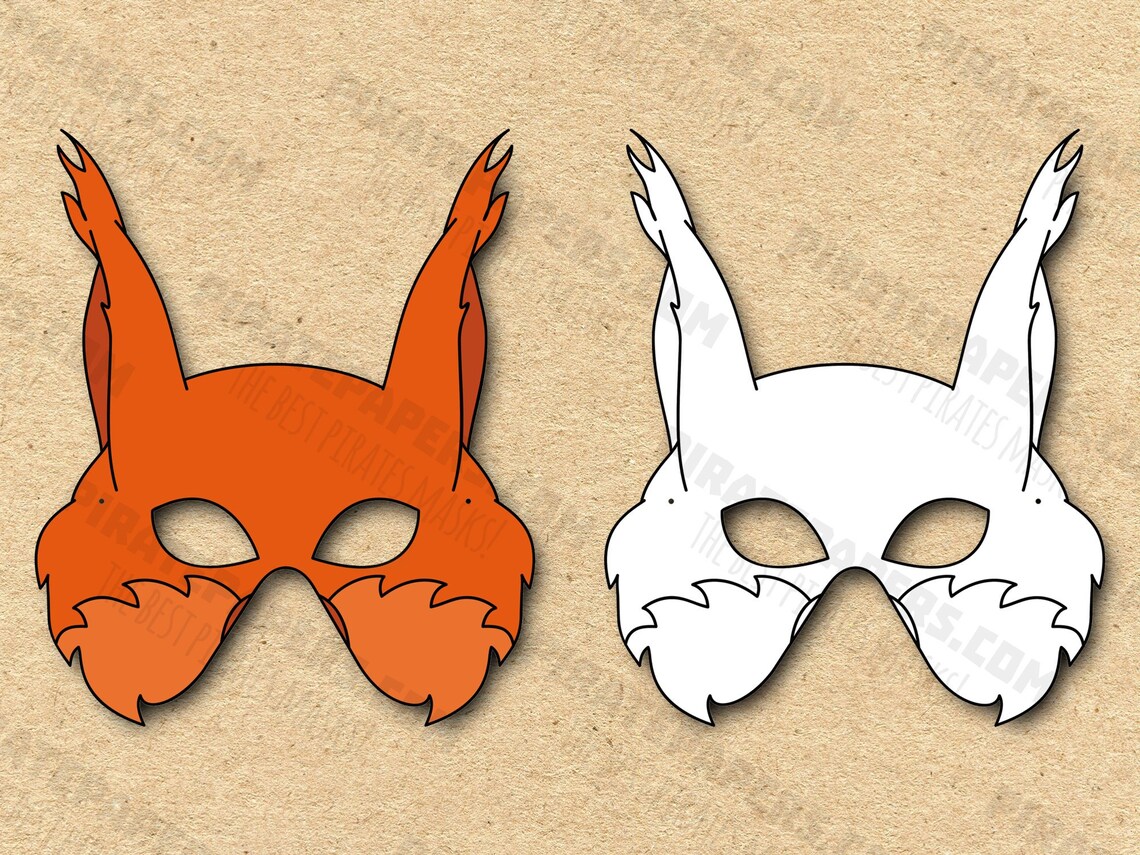 Squirrel Masks Printable Color Coloring, Paper DIY for Kids and Adults ...