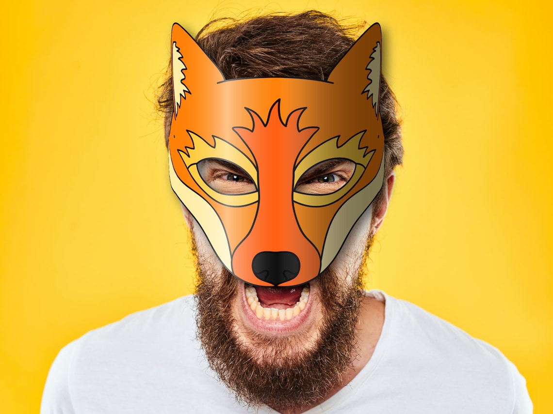 Fox Mask Printable, Paper DIY for Kids and Adults. PDF Template ...