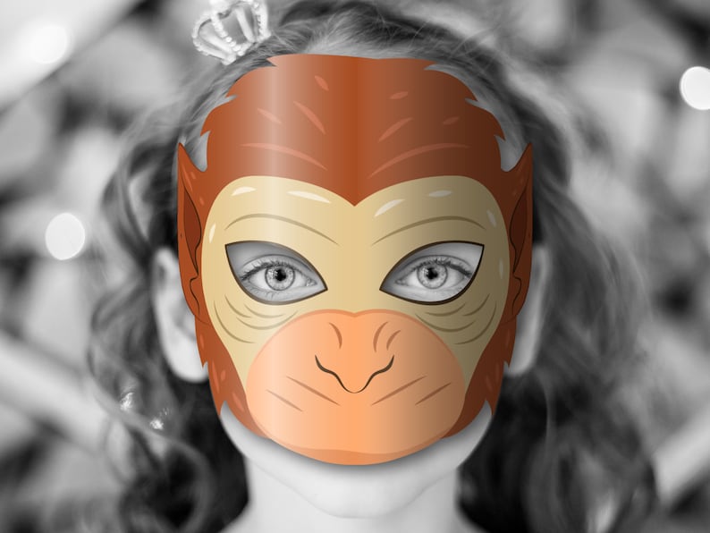 Monkey Masks Printable Color Coloring Paper DIY for Kids - Etsy