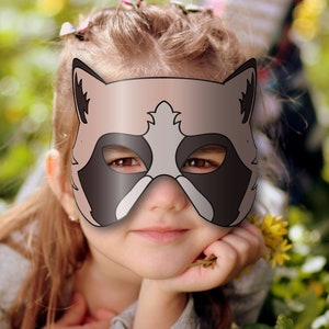 Raccoon Mask Printable, Paper DIY for Kids and Adults. PDF Template ...