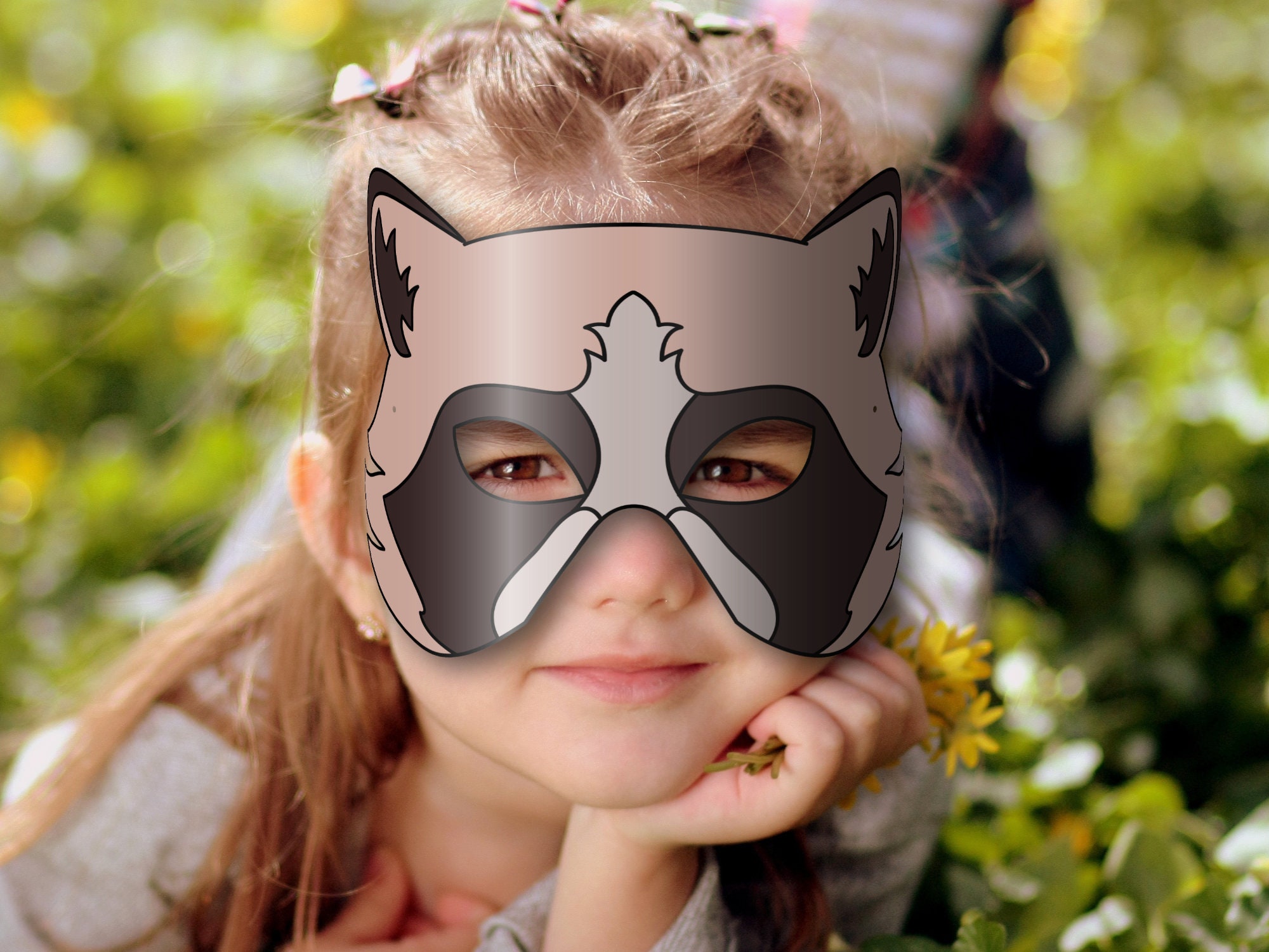 Raccoon Mask Printable, Paper DIY for Kids and Adults. PDF Template ...