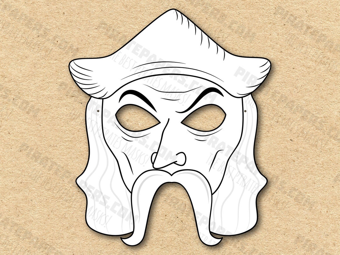 Pirate Captain William Kidd Mask Printable Coloring, Paper DIY for Kids ...