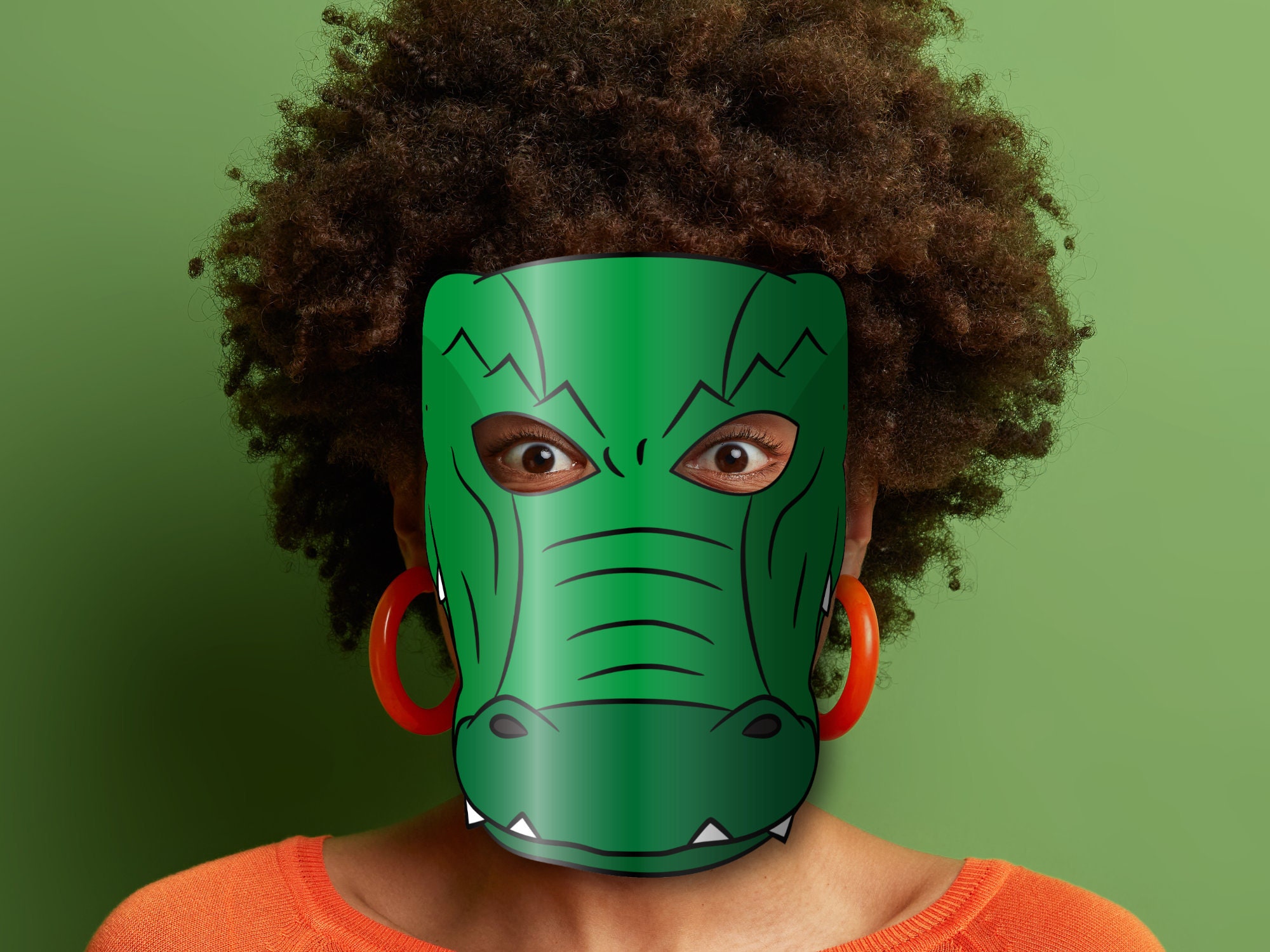 Crocodile Mask Printable, Paper DIY for Kids and Adults. PDF Template ...