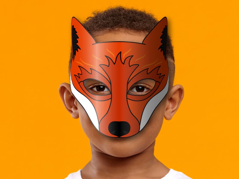 Red Fox Mask Printable, Paper DIY for Kids and Adults. PDF Template ...