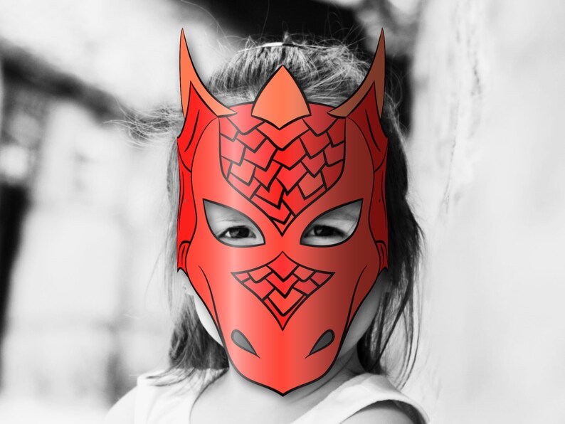 Red Dragon Mask Printable Paper DIY for Kids and Adults. PDF - Etsy