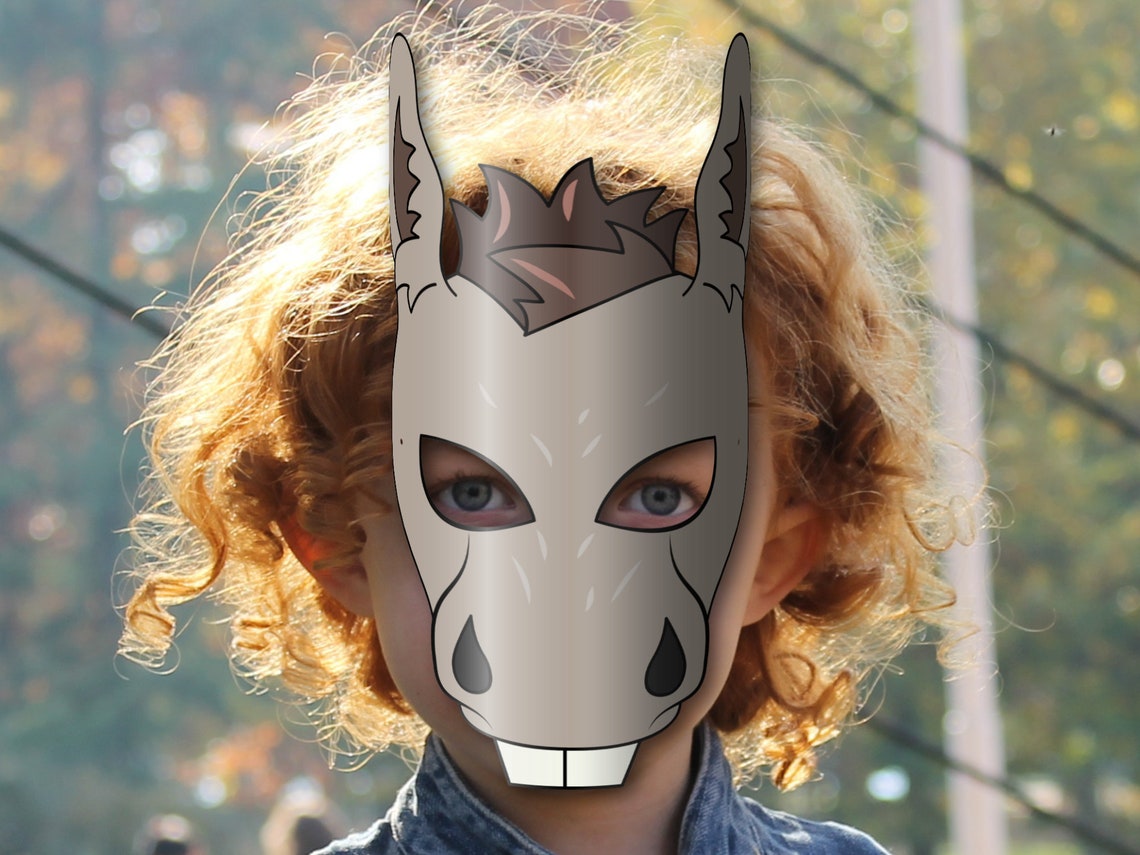 Donkey Mask Printable, Paper DIY for Kids and Adults. PDF Template ...