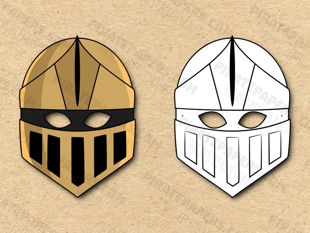 Knight Masks Printable Color + Coloring, Paper DIY for Kids and Adults ...