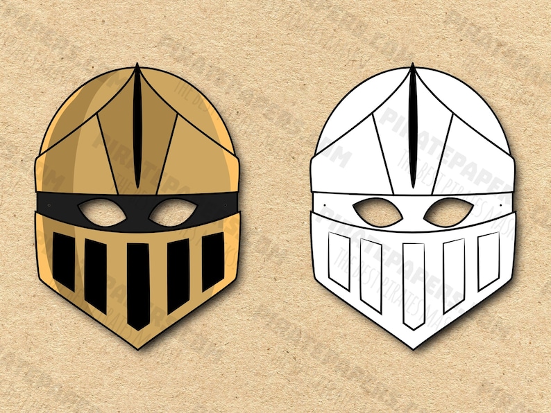 Knight Masks Printable Color + Coloring, Paper DIY for Kids and Adults ...